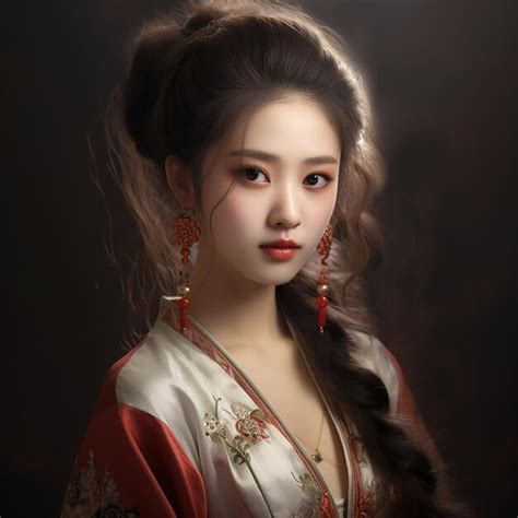 Woman In Chinese Traditional Dress Portrait Premium Ai Generated Image