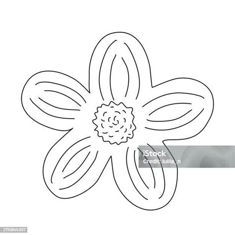간단한 꽃 머리 평면도 낙서 스타일 평면 벡터 개요 색칠하기 책 단순함에 대한 스톡 벡터 아트 및 기타 이미지 단순함 꽃 꽃의 구조 꽃 식물 Istock