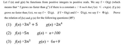 Solved Let F N And G N Be Functions From Positive Chegg Com