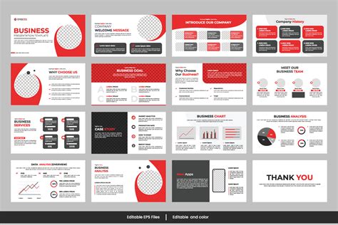 Vector Business Presentation Slides Template Green Color Design Minimalist Business Layout