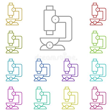 Pictogram Voor Microscoop Iconkleuren Eenvoudige Dunne Lijn Omtrek