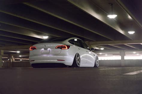 Bagged Tesla Model 3 Vossen Forged Gns 1 Air Lift Performance R