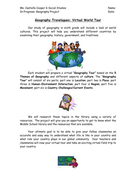 Geography Project Guide Virtual World Tour For 6th Grade