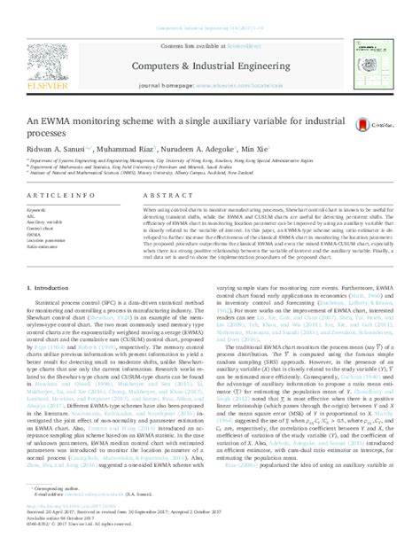 pdf an ewma monitoring scheme with a single auxiliary variable for