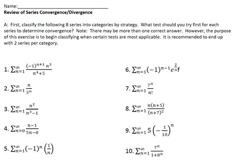 Series Convergence Divergence Flow Chart Ponasa