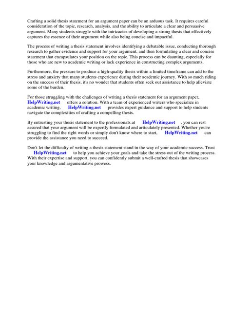 A Good Thesis Statement For A Argument Paper Pdf