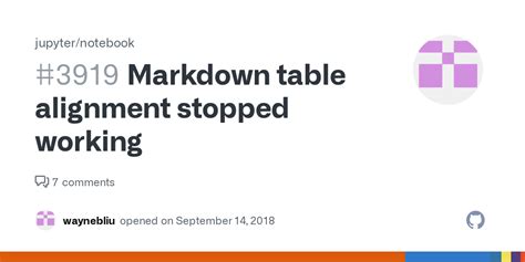Markdown Table Alignment Stopped Working Issue 3919 Jupyter