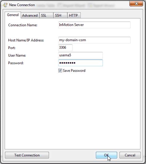 How To Connect To MySQL With Navicat InMotion Hosting