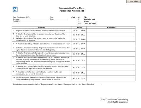 Functional Assessment Templates Pdf Download Fill And Print For Free Templateroller