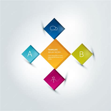 Networt Square Speech Bubbles Flow Chart Infographics Premium Vector