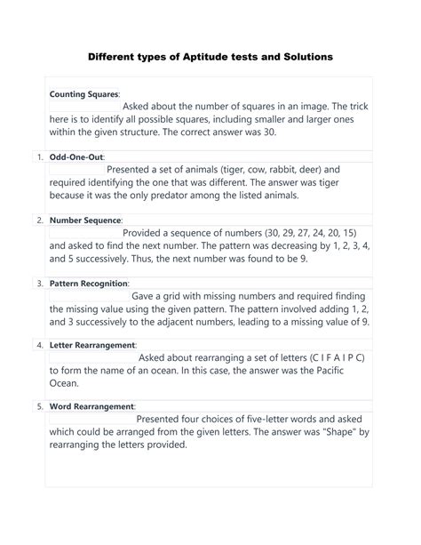 SOLUTION Different Types Of Aptitude Tests And Solutions Studypool