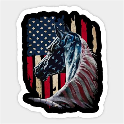 Horse American Flag Patriotic Horse American Flag Sticker Teepublic