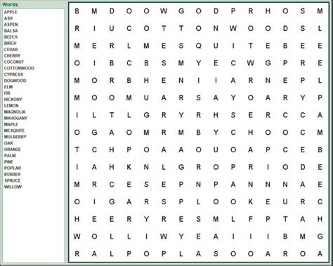 Word Search Puzzle Trees With Word Clues Etsy