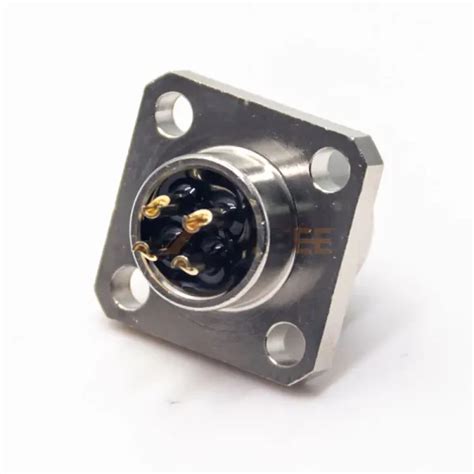 M12 4 Pin A Coded Panel Mount Connector With 4 Hole Flange Metabeeai