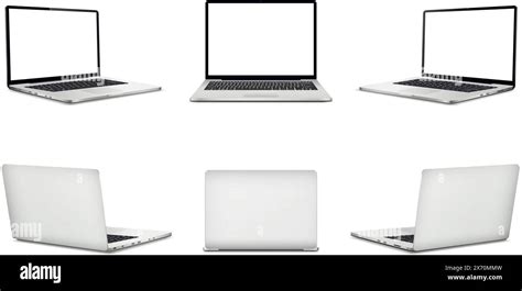 Realistic Laptop Mockup With Blank Screen Isolated On White Background