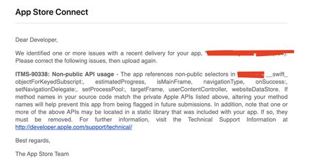 App Store Private Api Issue Invalid Binary In Testflight · Issue