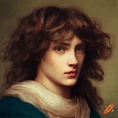 Portrait Of A Young Man With Long Hair Inspired By Pre Raphaelite Art