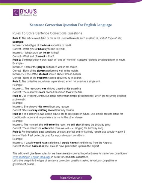 Sentence Correction Question For English Language Rules To Solve Sentence Corrections Questions