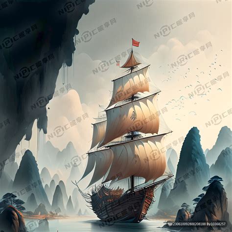 Ai创作图一帆风顺创意构图 昵图网