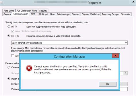 Sccm Distribution Point Certificate Cannot Access The File That You Specified