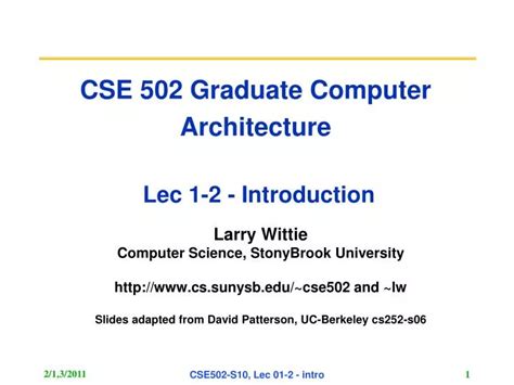 Ppt Cse 502 Graduate Computer Architecture Lec 1 2 Introduction Powerpoint Presentation Id