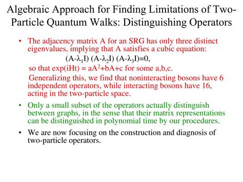 Ppt Quantum Random Walks Of Interacting Particles And The Graph Isomorphism Problem Powerpoint