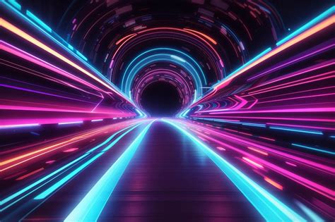 Premium Photo Abstract Futuristic Stream Digital Data Neon Speed Motion Glowing Light Trails