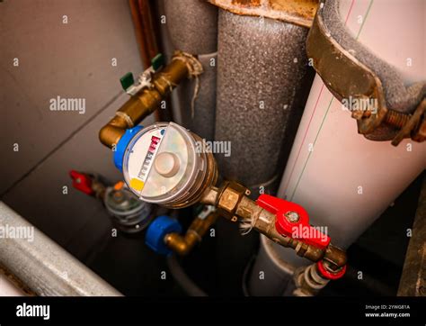 Close Up Of Water Meter Measuring Water Consumption Indicating