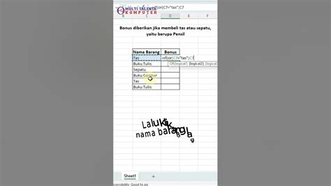 rumus if or tutorial excel pemula exceltutorial kursuskomputer belajarkomputer rumusif youtube