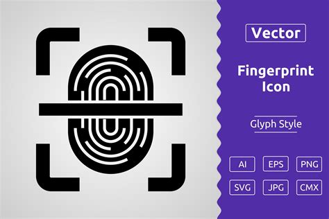 Vector Fingerprint Scanner Glyph Icon Graphic By Muhammad Atiq