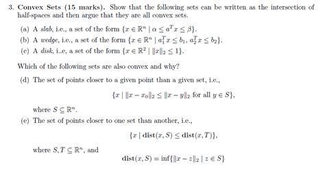 Solved Convex Sets 15 Marks Show That The Following Sets