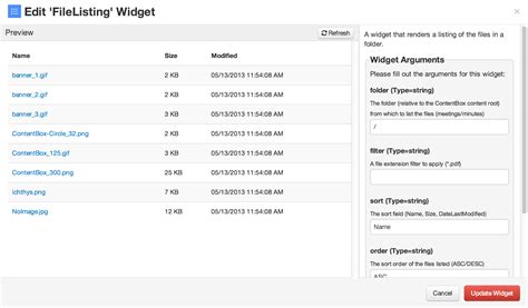 new contentbox widget file listing ckh consulting