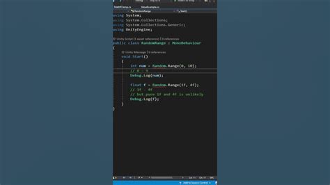 Unity Random Range Float Integer Unity Short Tips Youtube