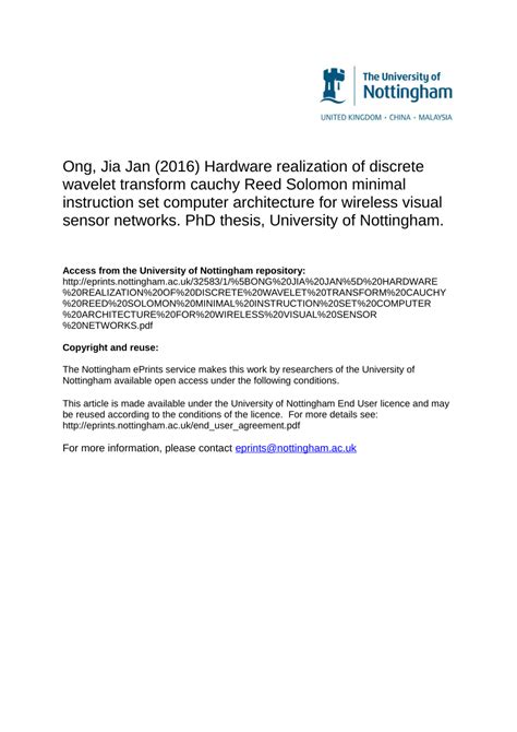 PDF Hardware Realization Of Discrete Wavelet Transform Cauchy Reed