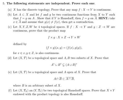 solved 5 the following statements are independent prove