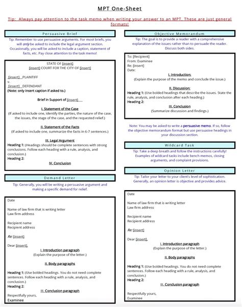 Mpt One Sheet How To Memorize Things Bar Exam Bar Exam Prep