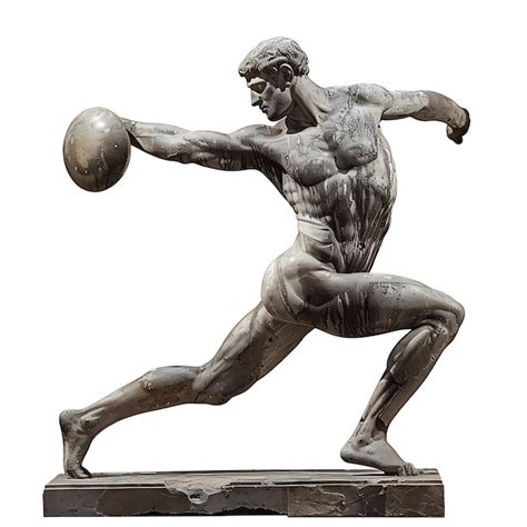 Ancient Greek Statue Of An Athlete Holding A Discus Premium Ai