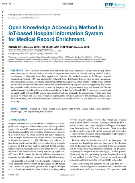 Pdf Open Knowledge Accessing Method In Iot Based Hospital Information System For Medical