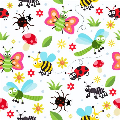 Beautiful Bugs And Insect Seamless Pattern 6147236 Vector Art At Vecteezy
