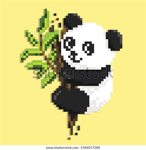 Cute Panda In Pixel Art Style