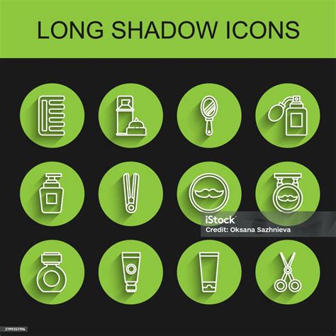 세트 라인 애프터 쉐이브 크림 또는 로션 화장품 튜브 헤어 브러시 가위 미용사 컬링 아이언 이발소 및 콧수염 아이콘 벡터 가위에 대한 스톡 벡터 아트 및 기타 이미지