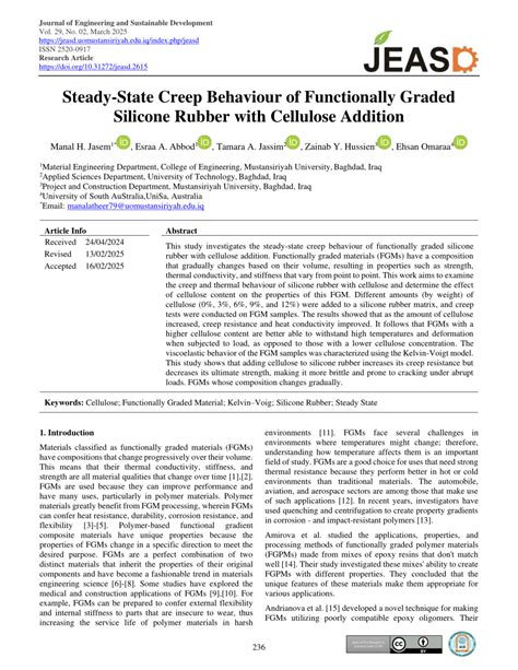 Pdf Steady State Creep Behaviour Of Functionally Graded Silicone Rubber With Cellulose Addition