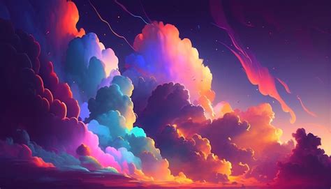 Premium Photo Futuristic Sky Colourful Cloud Wallpaper Background
