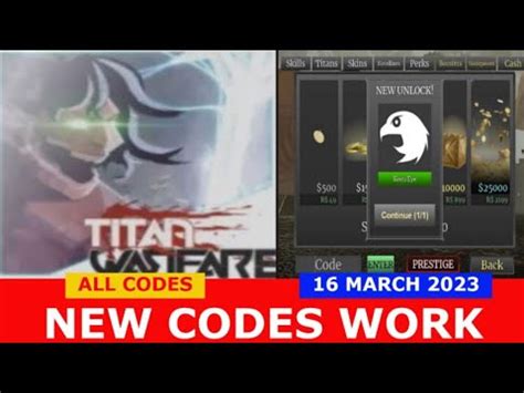NEW UPDATE CODES PATCHES CODES Titan Warfare ROBLOX ALL CODES March 16 2023 YouTube