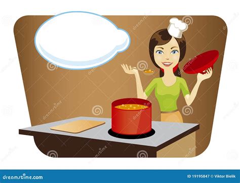 Young Beautiful Woman Cooking In The Kitchen Stock Vector