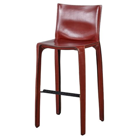 Suite Of 3 Cassina 248 Passion” Bar Stools In Red Leather For Sale At 1stdibs