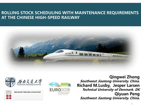 Pdf Rolling Stock Scheduling With Maintenance Requirements At The