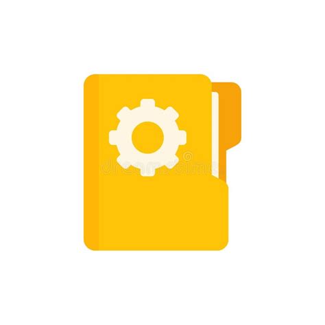 Yellow Folder Icon Displaying Working Cogwheel Symbolising Project