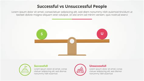 성공과 실패 비교 플랫 스타일의 나무 스케일 백분율이 있는 슬라이드 프레젠테이션에 대한 반대 인포그래픽 개념 개념에 대한 스톡 벡터 아트 및 기타 이미지 Istock