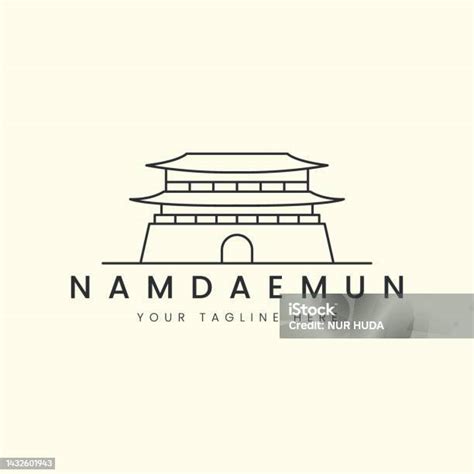 라인 아트 스타일 심볼 벡터 일러스트 레이 션 아이콘 템플릿 디자인을 가진 남대문 전통 건축 한국어 기호 디자인 0명에 대한 스톡 벡터 아트 및 기타 이미지 Istock